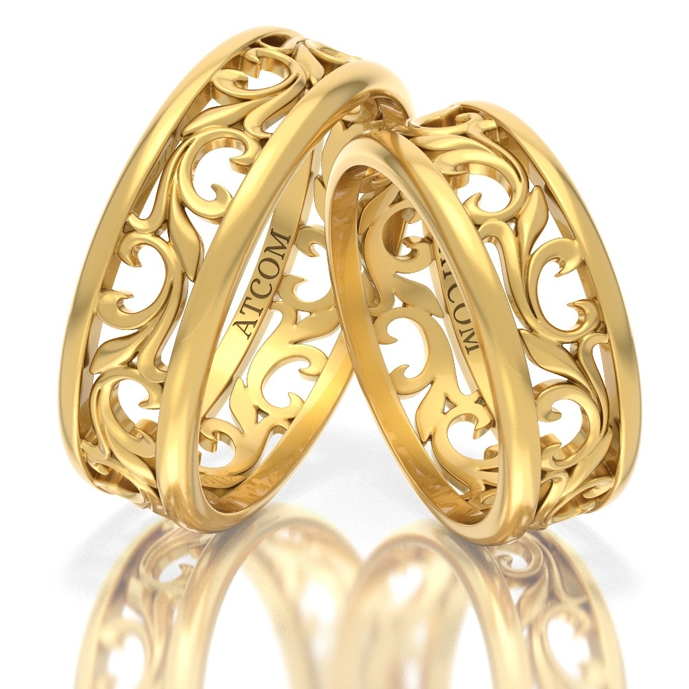 Verighete ATCOM Lux 3D 255 aur galben cu alb